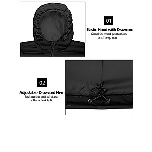Little Donkey Andy Women's Warm Waterproof Puffer Jacket Hooded Windproof Winter Coat with Recycled Insulation Upgraded Black XS