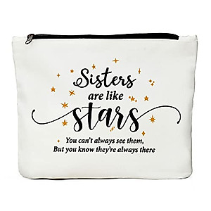 Sister Gifts, Best Friends Gifts, Sister Gifts from Sisters Brother, Sister Christmas Birthday Graduation Gifts, Gift for Big Little Sister Soul Sister Makeup Bag- Sister are Like Stars Makeup Bag