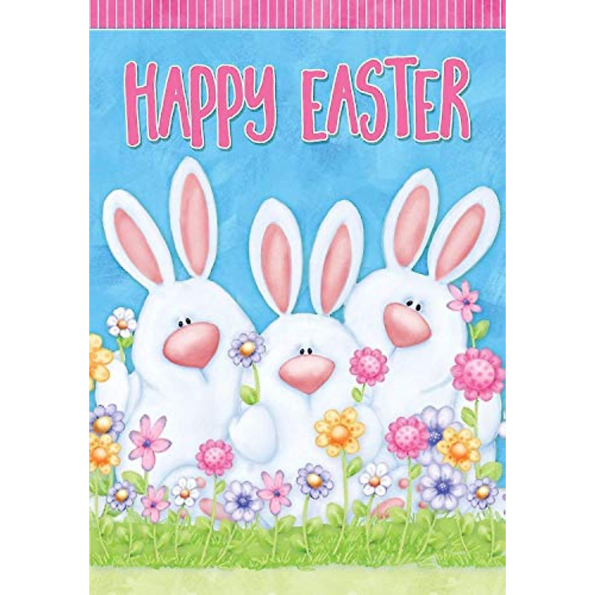 Dtzzou Happy Easter Bunny Garden Flag 12.5" x 18" Outdoor & Indoor Decorative Cute Rabbit Double Sided Flag for Spring Easter Decoration