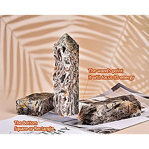 AMOYSTONE Sphalerite Geode Crystal Large Obelisk Tower 4 Faceted Pointed Wand Pillar Healing Reiki, Chakra, Home Décor Irregular Texture 1.7-2 LBS