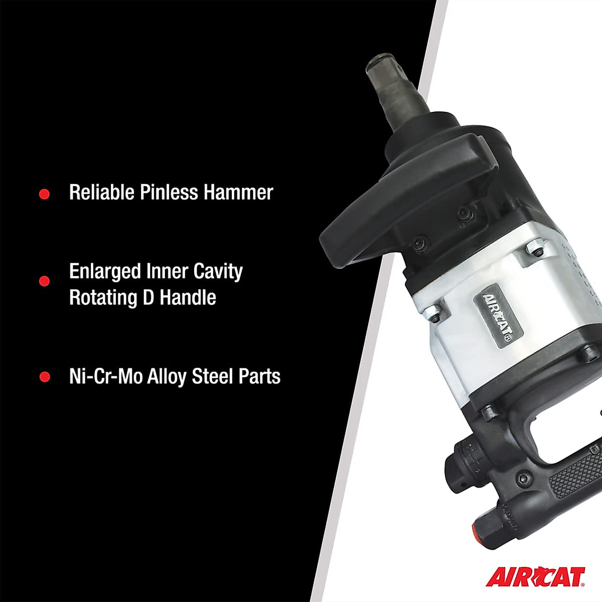 AIRCAT Pneumatic Tools 1992-1: 1-Inch Straight Impact Wrench with Pinless Hammer Mechanism 2,000 ft-lbs - Standard Anvil