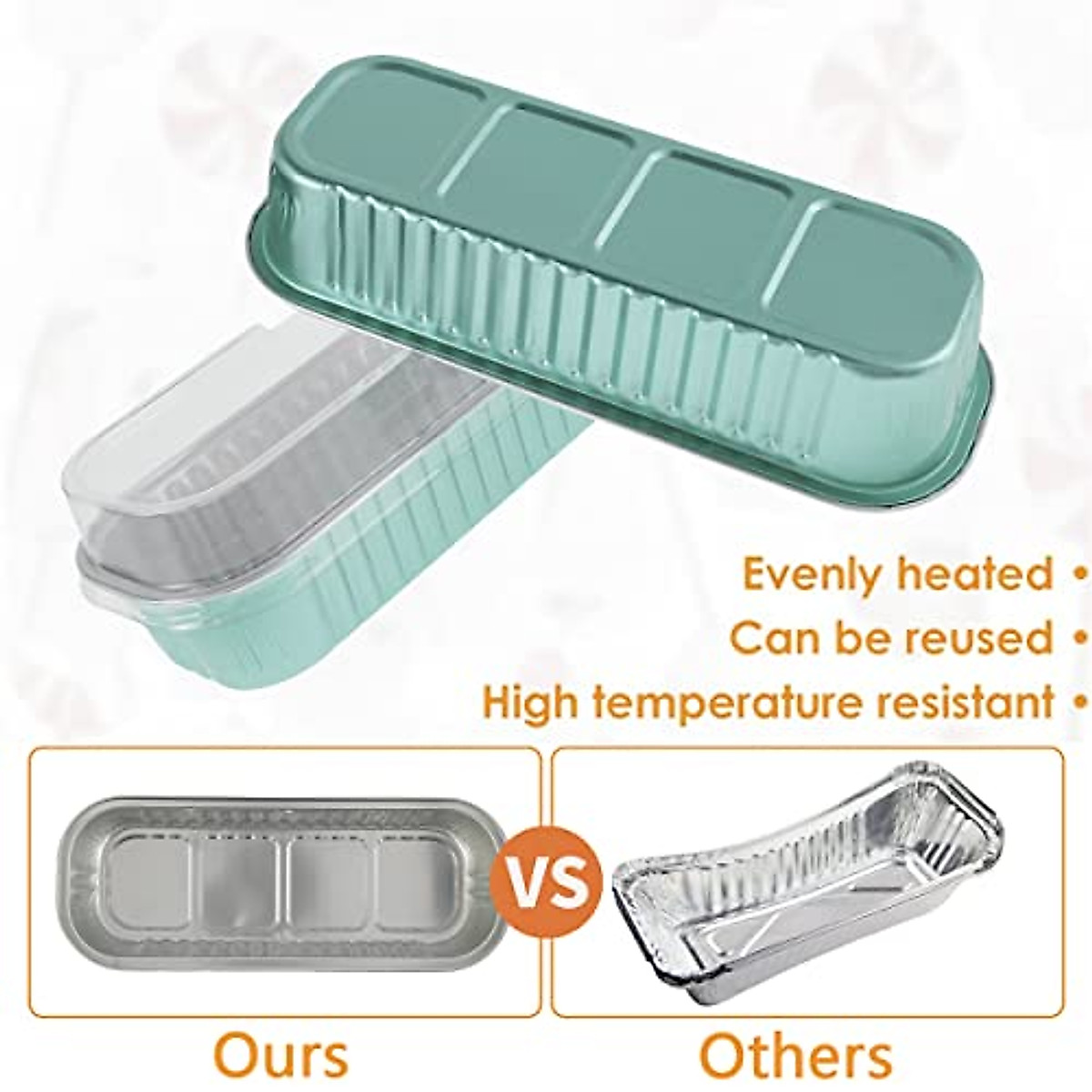 Hcqxnsl 50Pcs Mini Loaf Pans with Lids Spoons and Sealing Stickers 200ml Heat Resistant Aluminum Foil Baking Pans Reusable Rectangle Foil Bread Container Cake Baking Pans for Home Kitchen(Kafalan)