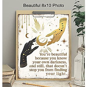 Boho Witchcraft Wall Art - Gothic Witchy Room Decor - Inspirational Positive Quotes for Women - Encouraging Gifts - Shabby chic Celestial Wicca Wiccan Witch Motivational poster - Pagan Supplies