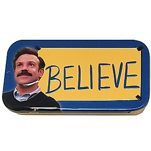 Ted Lasso Believe In Believe Blue Raspberry Flavored Candy - (1) Collectible Slide off top Tin filled with candies featuring Ted Lasso