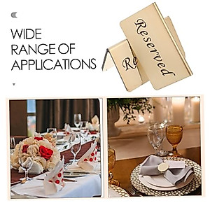 VOSAREA 4sets Table Booked Reserved Signs for Tables Meeting Banquet Reserved Signs Ceremony Reception Reserved Signs Table Card Holder Table Number Holders Tents Golden Stainless 4pcs*4