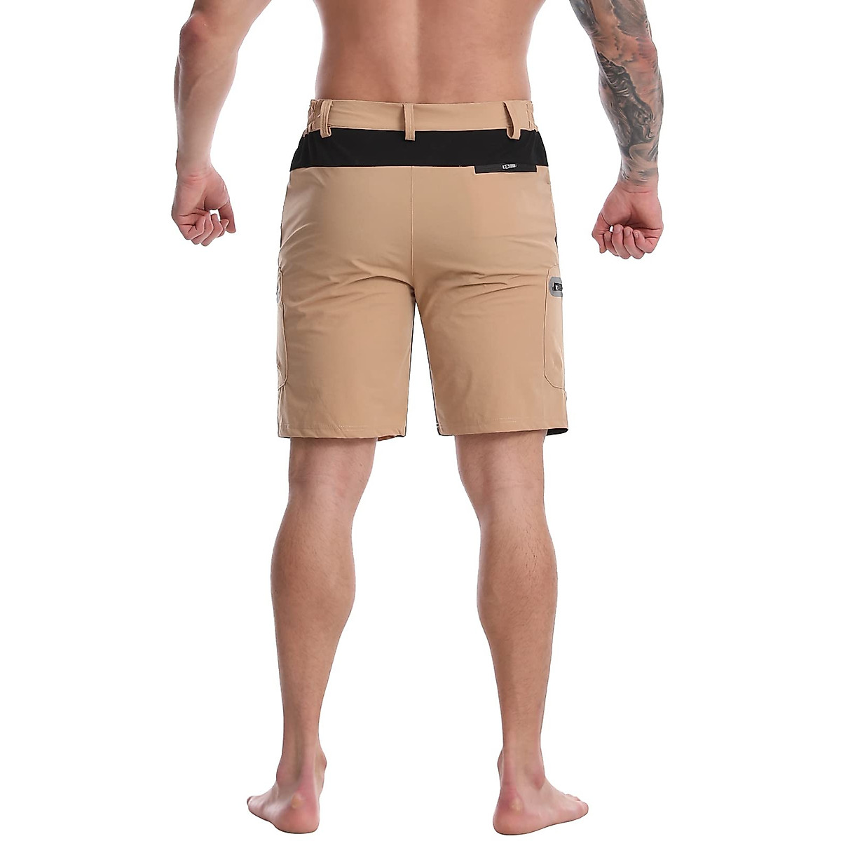 Surenow Men's Hiking Cargo Shorts Lightweight Quick-Dry Shorts Summer Outdoor Fishing Shorts Camping Travel Shorts for Men Khaki