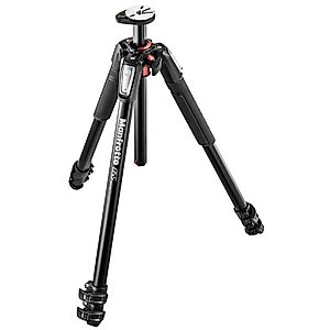 Manfrotto 055 Aluminum 3-Section Tripod with Horizontal Column (MT055XPRO3),Black
