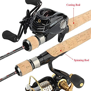 Rosewood 1.5m/1.68m/1.8m/2.1m Ultra Light Solid tip Spinning Fishing Rod Casting Poles (Casting Rod, 2.1m)