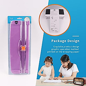 ZEQUAN Small Purple A4 Paper Trimmer, Portable Paper Cutter for Label, Origami, Card, Photo, Coupon, Scrapbook, Cardstock, Laminated Paper, and Craft Project