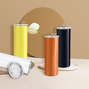 YOUKE OLA 16 Pack Skinny Tumblers 20oz Bulk Straight Stainless Steel Double Wall Vacuum Insulated Tumbler with Lid and Straw & Silicone Base for Travel, DIY, 16 Colors