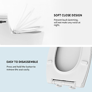 LEIVI Heated Toilet Seat with Built-in Side Control, Lid and Seat Soft Close, Auto Night Light, Easy Installation, Elongated