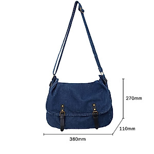 Canvas Messenger Bag Denim Shoulder Bag Hobo Tote Bag Casual Retro Crossbody Bag Large Capacity for Women and Men