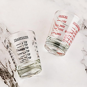 BTGLLAS Set of 2 Shot Glasses - Heavy Glass, Perfect for Measuring Espresso, Wine, and More 26-Incremental Measurement 1oz, 6 Tsp, 2 Tbs, 30ml (2, Red+Black)