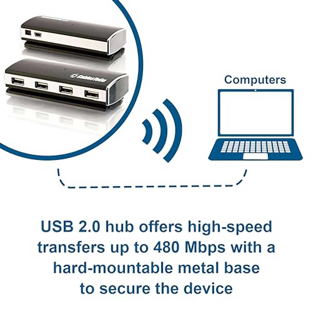 C2G 4 Port USB Hub, Plug and Play USB Hub, 2.0 Aluminium USB Hub for Desktop or USB Hub for Laptop, Silver, C2G 29508