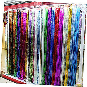 VOSAREA 1 Pack 2 Sets Gold foil Curtain Tassel Curtains Fringe Curtain Tassel Trim Party Curtain Tassel Metallic Tinsel Backdrop rain Curtain Tassel Backdrop Curtain Wedding Metallic line