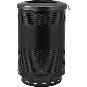 Global Industrial 55 Gallon Perforated Steel Receptacle with Flat Lid, Black