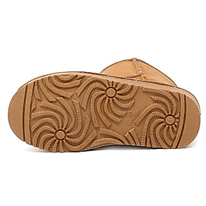 DREAM PAIRS Girls Boys Boots Kids Faux Fur Lined Winter Mid Calf Snow Boots Shorty-K Chestnut Size 2 Little Kid