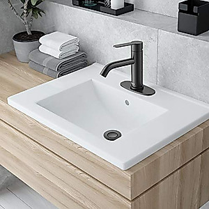 AMAZING FORCE Single Handle Bathroom Faucet Matte Black Bathroom Sink Faucet Single Hole with Pop Up Drain Assembly Black Faucet for Bathroom Sink 1.2 GPM