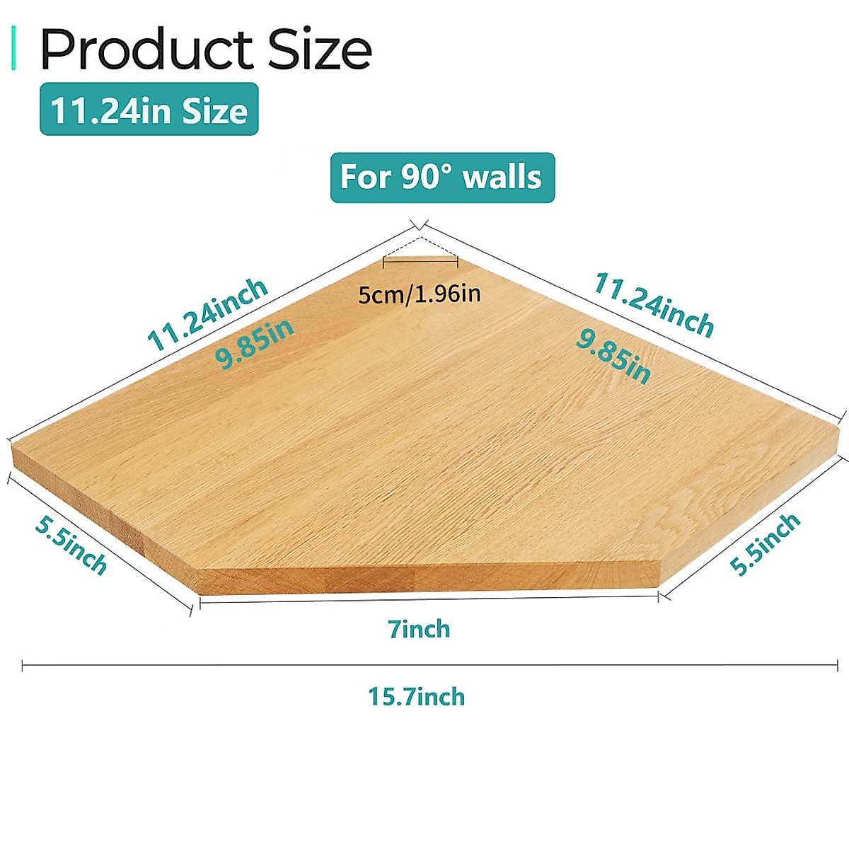 Corner Wall Shelf, Corner Floating Shelves Set of 2 Solid Oak Wood Corner Shelves Wall Mount Display Shelf with Wire Hole Small Plant Display for Kitchen Living Room Bedroom