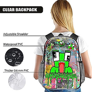 QIDOZVIY Transparent Clear Backpack Waterproof See Through Daypack Heavy Duty PVC Transparent Bookbag for Buy Girl 17IN