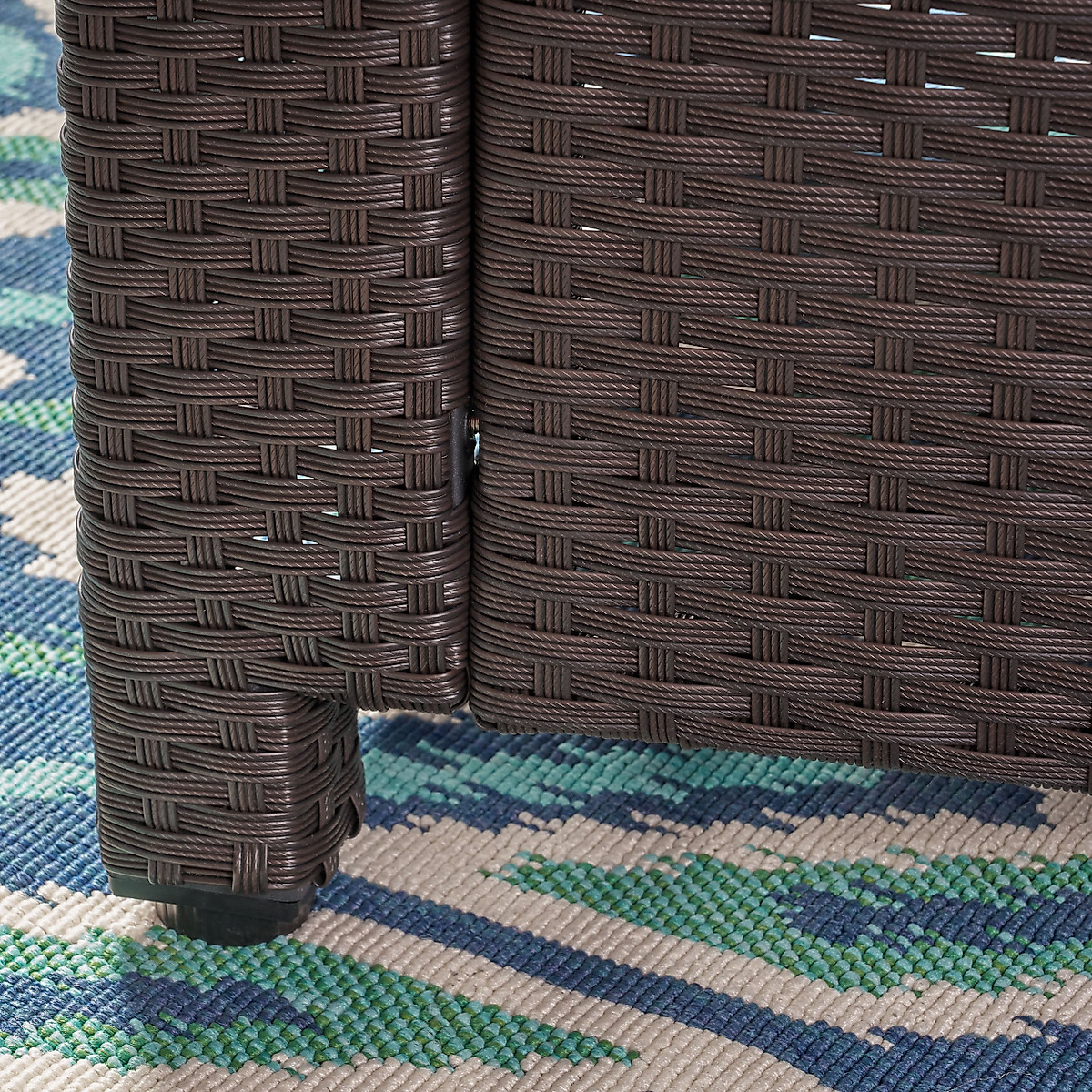 Christopher Knight Home Puerta Outdoor Wicker 3-Seater Sofa, Dark Brown / Beige Cushion