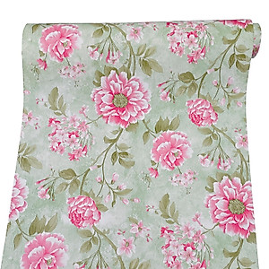 Yifely Vintage Flower Drawer Shelving Paper Self-Adhesive Shelf Liner Makeup Jewelry Cabinet Decor 17.7 Inch by 9.8 Feet