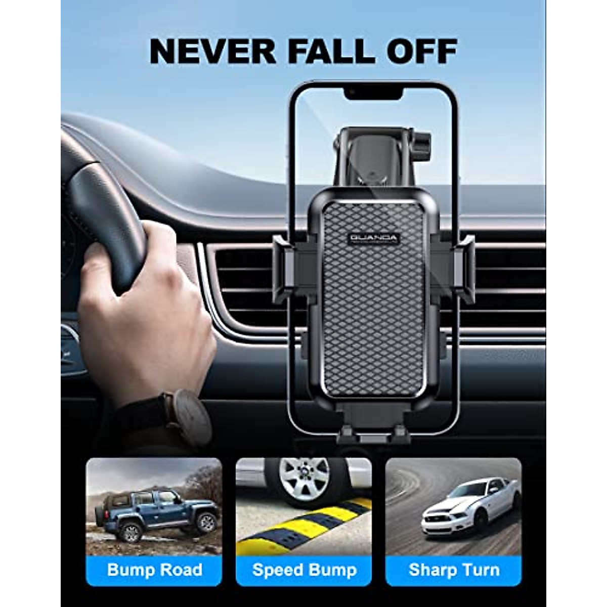 GUANDA TECHNOLOGIES CO., LTD. Car Phone Holder with Strong Suction Cup and Car Phone Mount Vent Clip