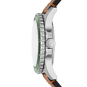 Fossil Men's Fossil Blue Quartz Stainless Steel and Leather Three-Hand Watch, Color: Silver, Sand (Model: FS5946)