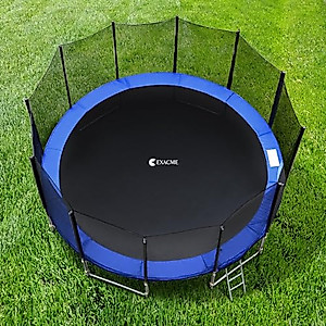 Exacme Trampoline Pad Replacement Round Safety Spring Cover, No Hole for Pole (Blue, 12 Foot)