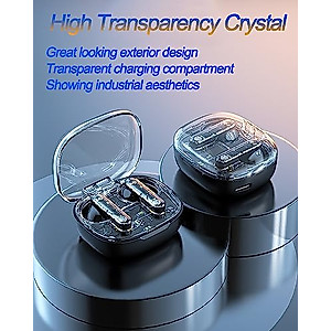 Wireless Headphones, Bluetooth Earbuds ENC Noise Cancelling Translucent Earphones in Ear, HiFi Stereo Dual Microphone Mini Sport Ear Buds with Fast Charging,IP7 Waterproof Sweat Resistant Headphones