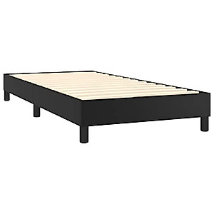 vidaXL Box Spring Bed Frame Home Indoor Bedroom Bed Accessory Wooden Upholstered Single Bed Base Furniture Black 39.4"x74.8" Twin Faux Leather