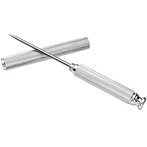 Stainless Steel Ice Picks Crushed Ice Tool With Safety Cover Bar Tools Ice Crushers Chisel Ice Cube Awl Sharp Cone With Non-Slip Handle (Silver)