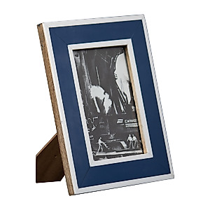 Foreside Home & Garden Blue and White Resin 4x6 Inch Wood Decorative Picture Frame FFRD09977