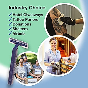 (144 Pack) Individually Wrapped Twin Blade Razors with Clear Safety Cap, Disposable, Bulk Packed, Sold by the Case.
