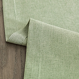 ZeeMart Basic Linen Style Table Runner, 14 x 48 Inch Sage Green, Rustic Farmhouse Green Table Runners 48 Inches Long, Everyday Polyester Table Runner - Machine Washable & Easy Care