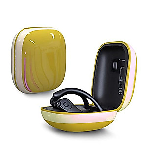 Coffea Protective Silicone Case for Beats Powerbeats Pro 2019 (White Edge, Deep Yellow)