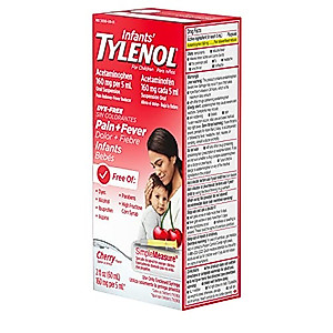 Tylenol Infants Acetaminophen Medicine, Pain & Fever Relief, Dye Free Cherry, 2 fl. oz
