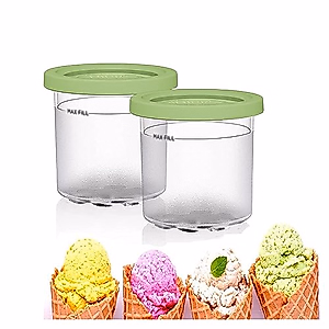 EVANEM 2/4/6PCS Creami Containers, for Ninja Creami Ice Cream Maker,16 OZ Ice Cream Pints Bpa-Free,Dishwasher Safe Compatible NC301 NC300 NC299AMZ Series Ice Cream Maker,Green-6PCS