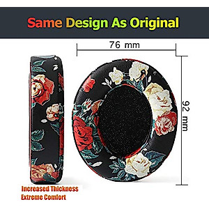 Beats Studio 3 Ear Pads, BUTIAO Replacement Protein Leather Earpads Memory Foam Ear Cushion Cups Repair Parts for Beats Studio 3 Studio 2 Wireless Wired Headphones by Dr.Dre - Black Floral
