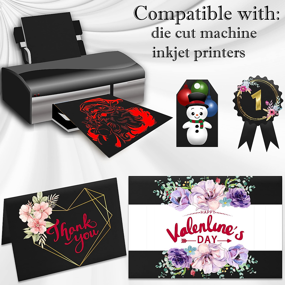 Gondiane 24 sheets Black Cardstock Paper 8.5 x 11 Inches for DIY Cards, Invitations, Scrapbooking and Other Crafts(250gsm/92lb)