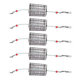 SPYMINNPOO Fishing Bait Cage, 5Pcs Fishing Bait Cages Lure Cage Stainless Steel Fishing Trap Basket Feeder Holder Vehiclemirror Other Fishing Tools and Accessories(M£©