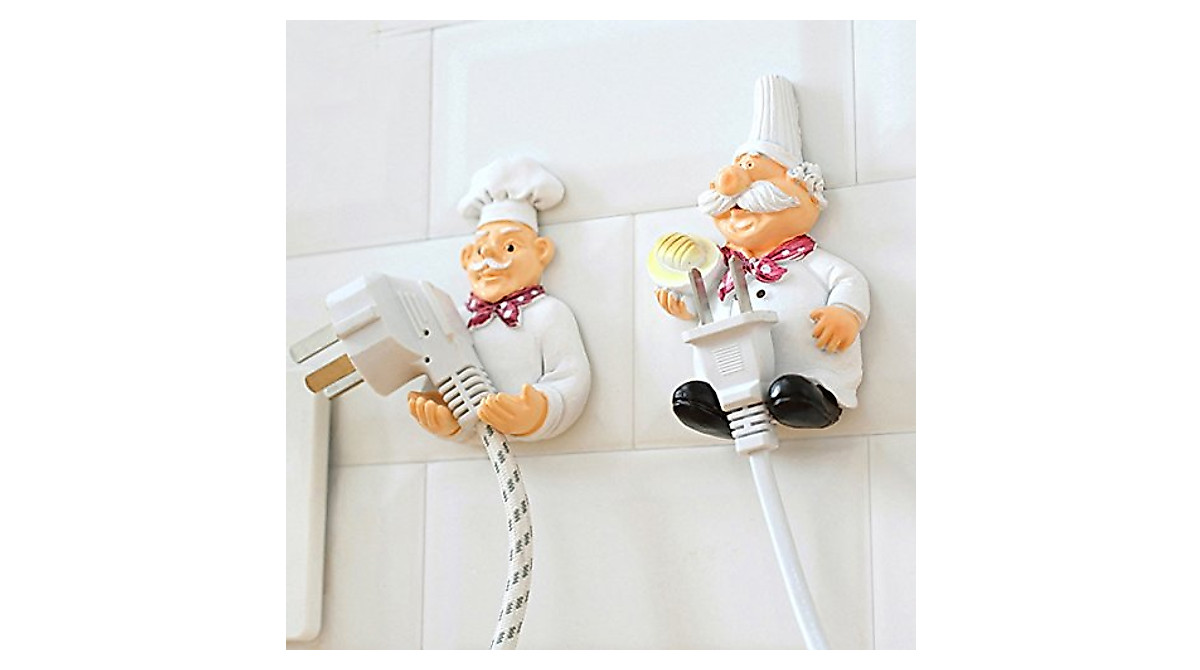 Coralpearl Cute Adhesive Fat Chef Wall Hook Rack