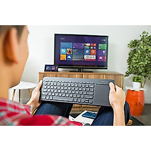 Microsoft Wireless All-In-One Media Keyboard,Black - Wireless Keyboard with Track Pad. USB Wireless Receiver. Spill Resistant Design. 2AAA Batteries Included.