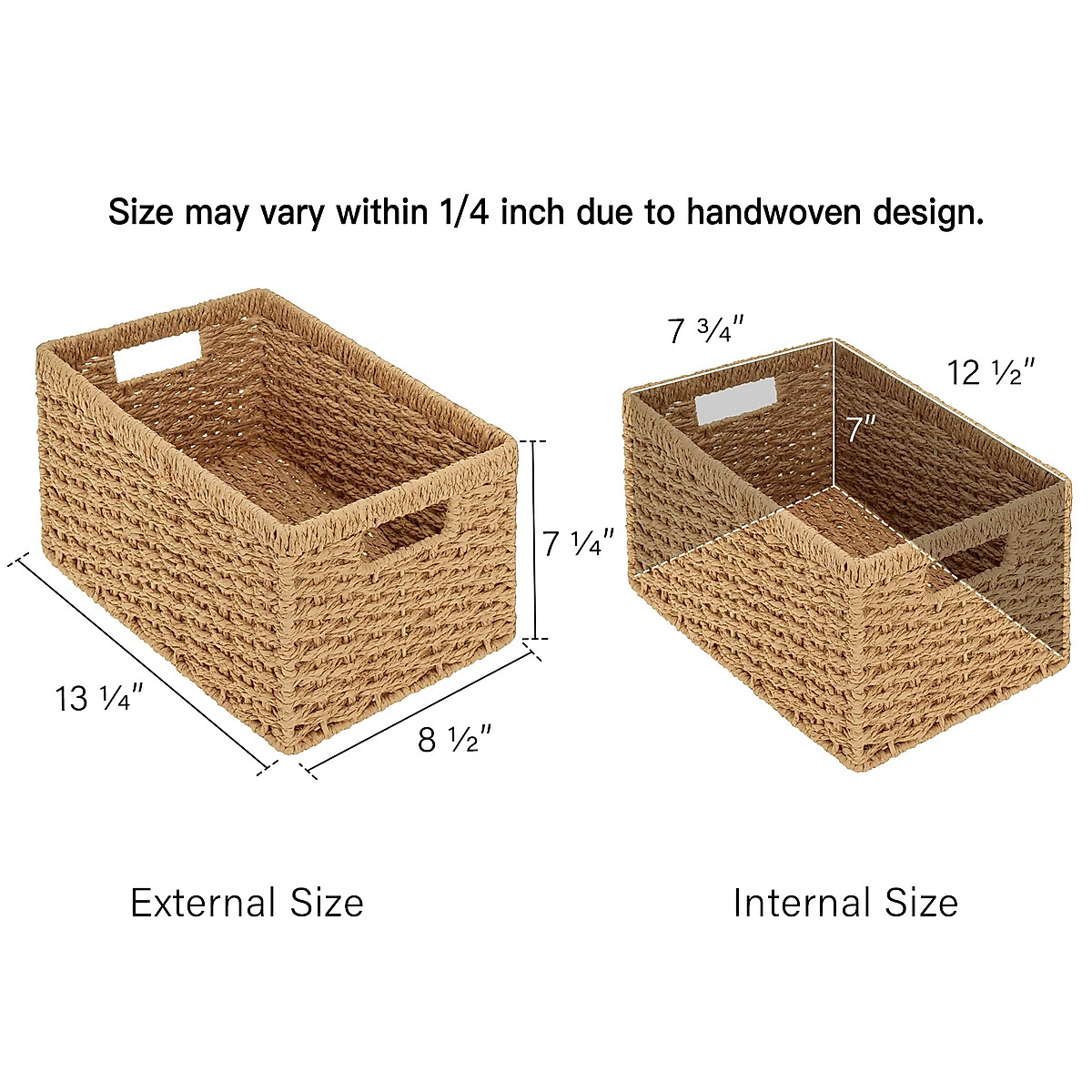 StorageWorks Set of 5 Round Paper Rope Storage Baskets, Large Storage Baskets for Organizing