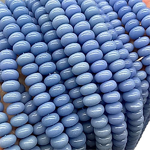 [ABCgems] Glow in Dark Mexican Blue Aragonite AKA Cave Calcite (Extremely Rare- Exquisite Color) 8mm Smooth Rondelle Beads for Beading & Jewelry Making