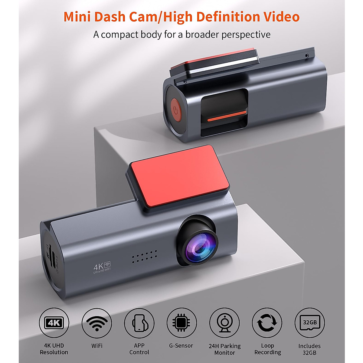 Cosuvow Dash Cam 4K Front Dash Camera for Cars 2160P WiFi Dashcam with APP Wireless Car Camera 24 Hours Parking Mode WDR Free 32G Card G-Sensor Loop Recording