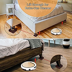 Stahala Bed Risers (Set of 8) Lifts Height 1",2",3" or 4",Solid Natural Wood Furniture Heavy Duty Leg Risers Lifts for Sofas Table Desk Chair Couches with Non-Slip Rubber Pad & Non-Slip Recessed Hole