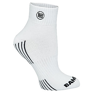 Premium Bamboo Crew Work Socks- Quarter High Moisture Wicking, Odor Eliminating White Quarter Crew Socks for Men Size 6-8 - 3 Pair