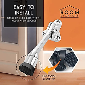 Kick Down Door Stop Ultra Grip Rubber Replacement Tip 10 Pack Threaded by ROOM STARTERS Style 1 (Black, 10 Pack)