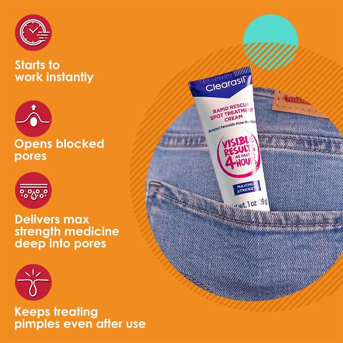 Clearasil Ultra Rapid Action Vanishing Treatment Cream, 1 oz. (Pack of 3)